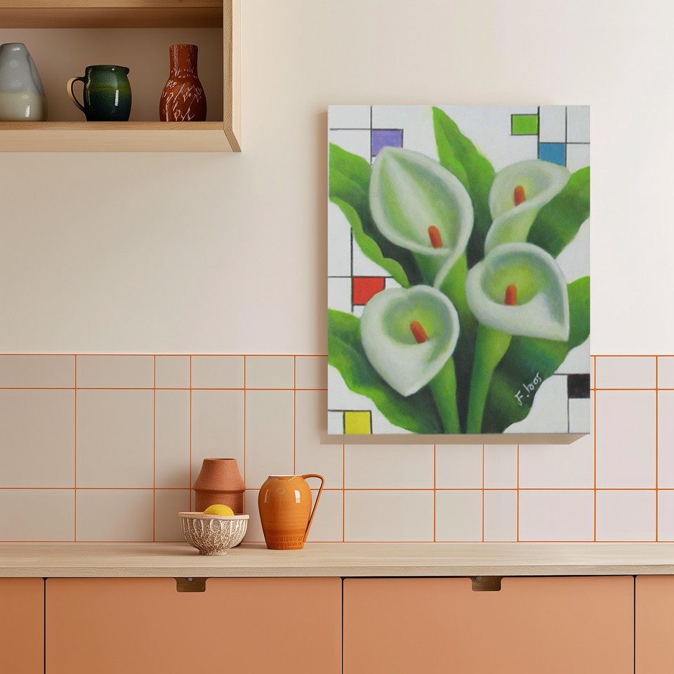 Original Abstract minimal Painting Cala Lily Flowers by Fernando Bos | eBay