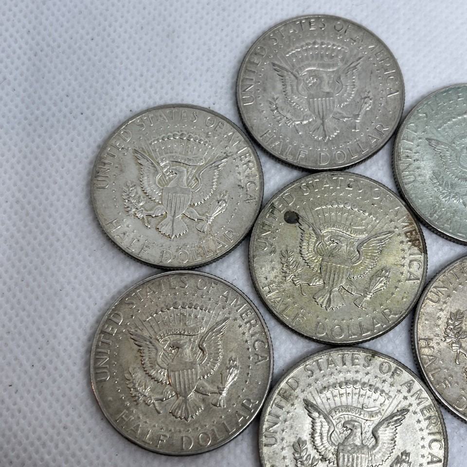 Silver Kennedy Half Dollars 1968 Silver Coins Lot Of 7 Beautiful Coins ...