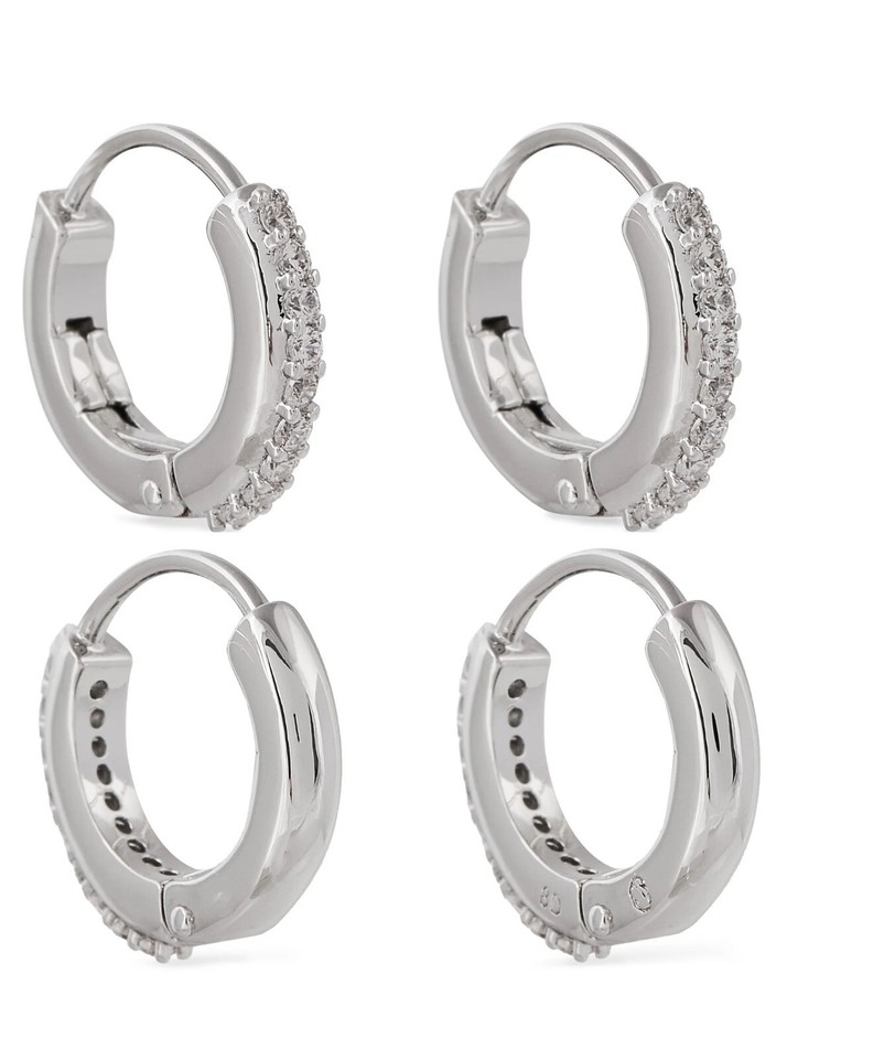 NEW 100% SWAROVSKI Brand White Pave Crystals Huggie Matrix Hoop ...