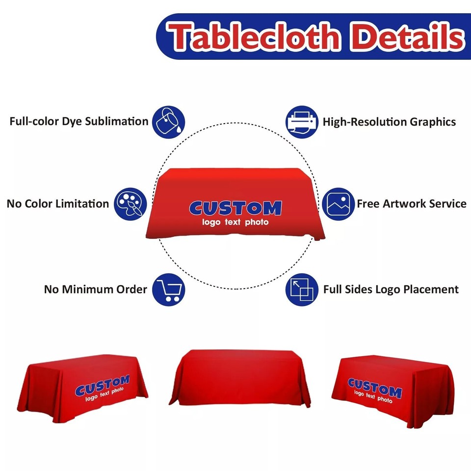 Customized Rectangle Tablecloth with Logo Personalized Table Cloth for ...