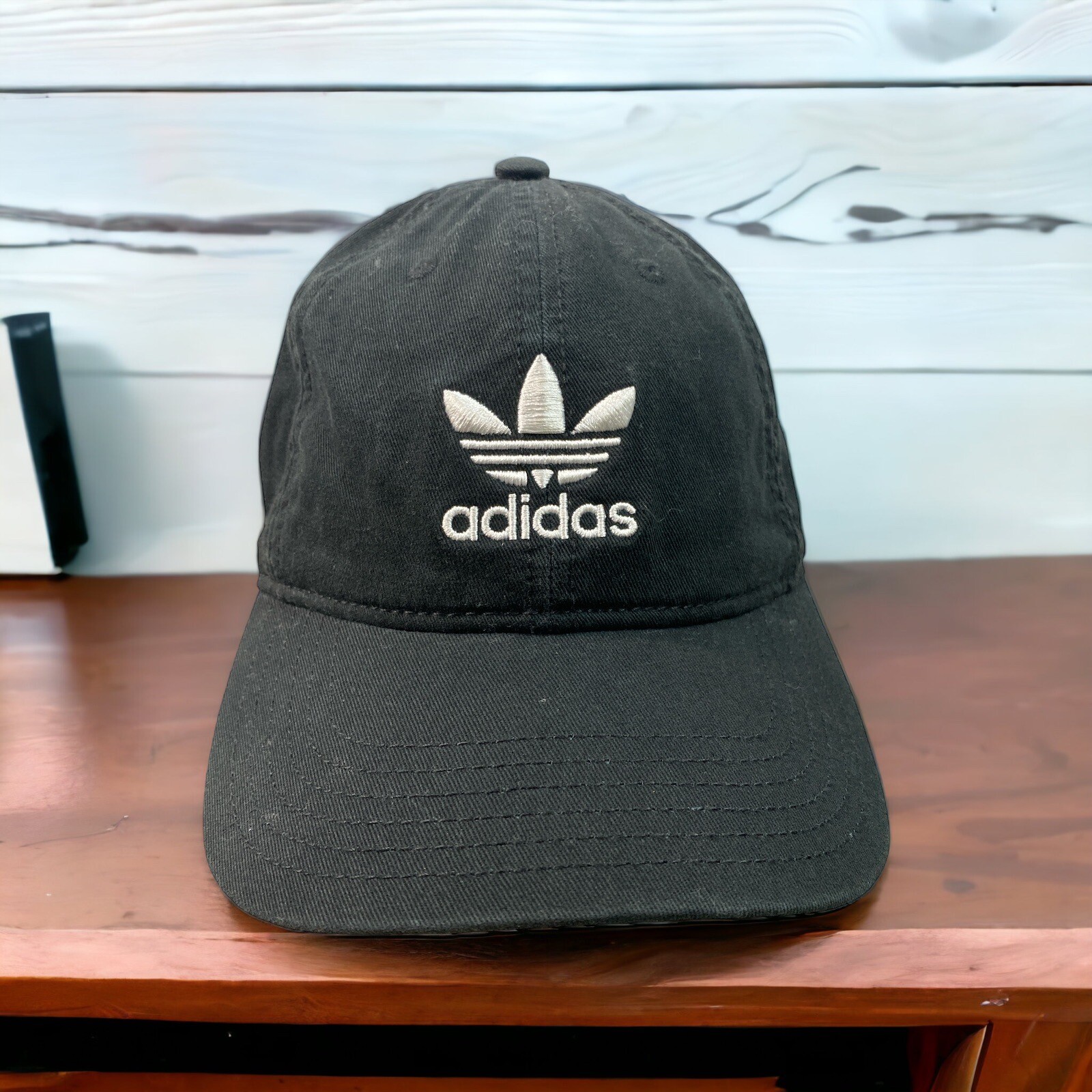 Adidas Trefoil Logo 3 Stripe Black Adjustable Dad Hat… - Gem