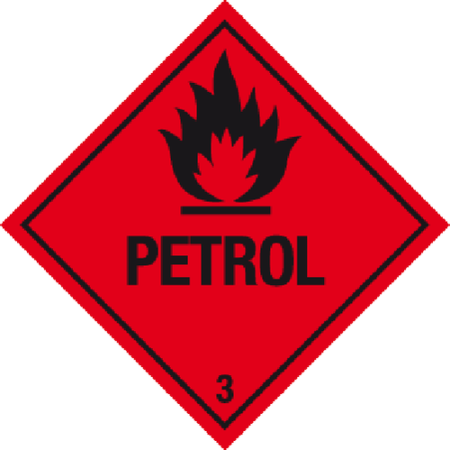 2 x FLAMMABLE PETROL HAZARD DIAMOND LABELS STICKERS Approx 100x100mm ...
