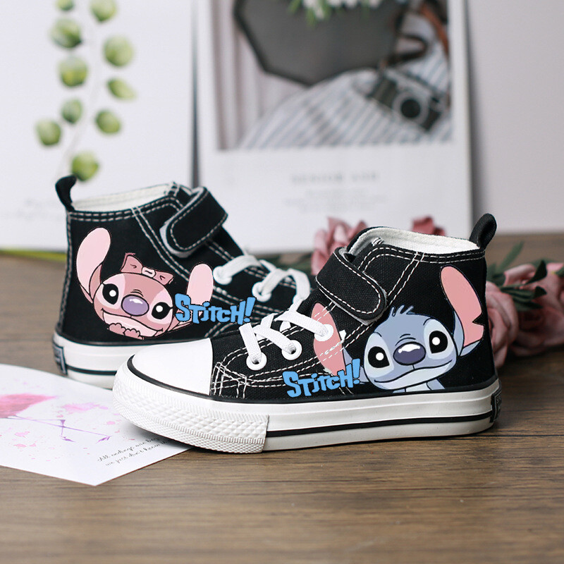 Kids Boys Girls Angel Stitch Canvas Trainers Shoes Low High Top Casual ...