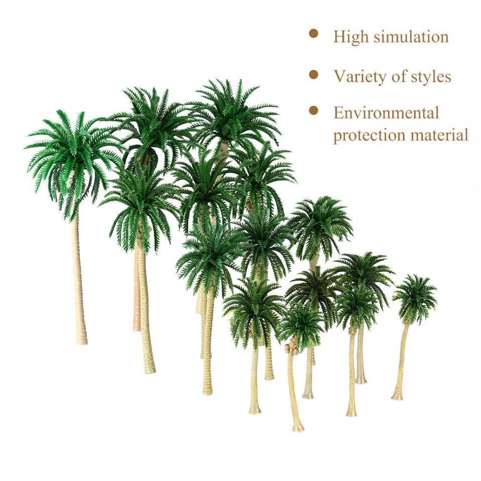 30PCS Landscape Model Tree Lifelike Palm Tree Model Coconut Palm Trees ...