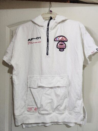 AAPE By A Bathing Ape White Short Sleeve Hoodie Mens XS X AAPE By A Bathing Ape White Short Sleeve Hoodie Mens XS X