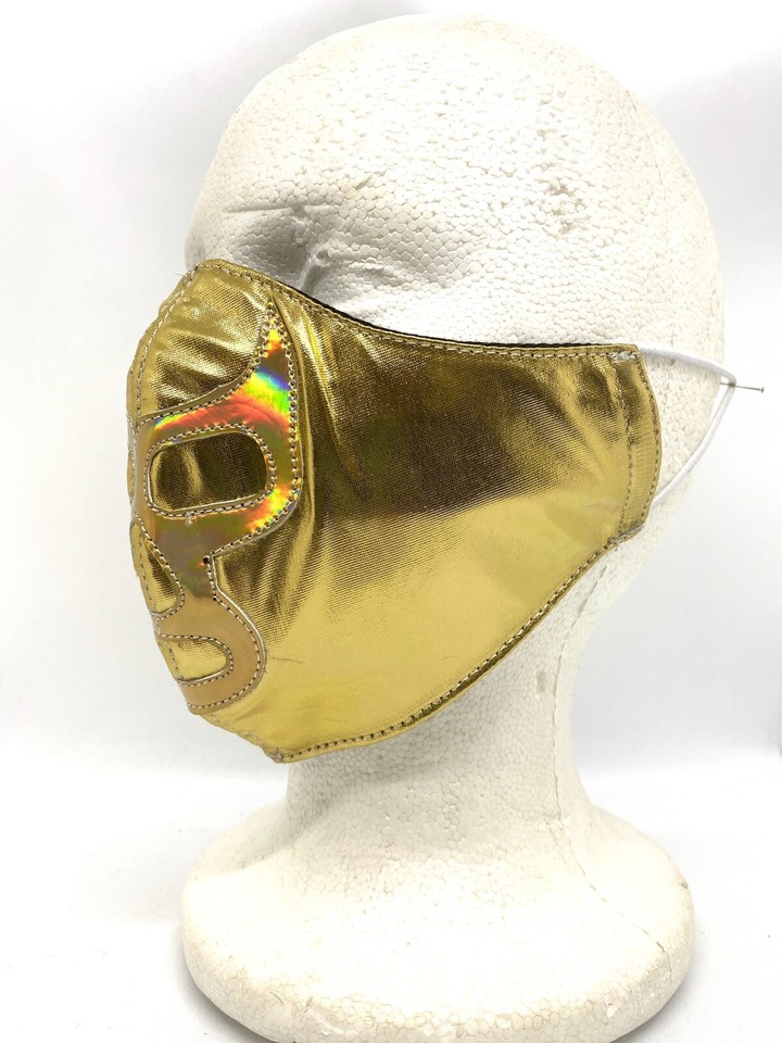 Gold Lucha Libre Face Mask Ramses Luchador Nacho Libre Wrestling Silver ...