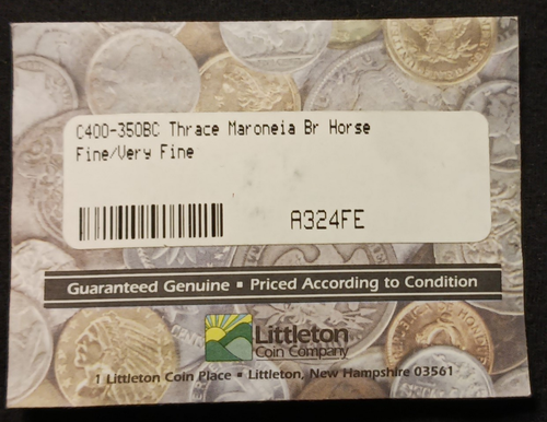 C400-350 BC == THRACE MARONEIA BR HORSE == FINE/VERY FINE == LITTLETON ...