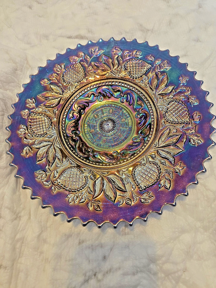 DUGAN BLUE RADIUM IRIDESCENT PLATE w/ELECTRIC IRIDESCENCE AND ...