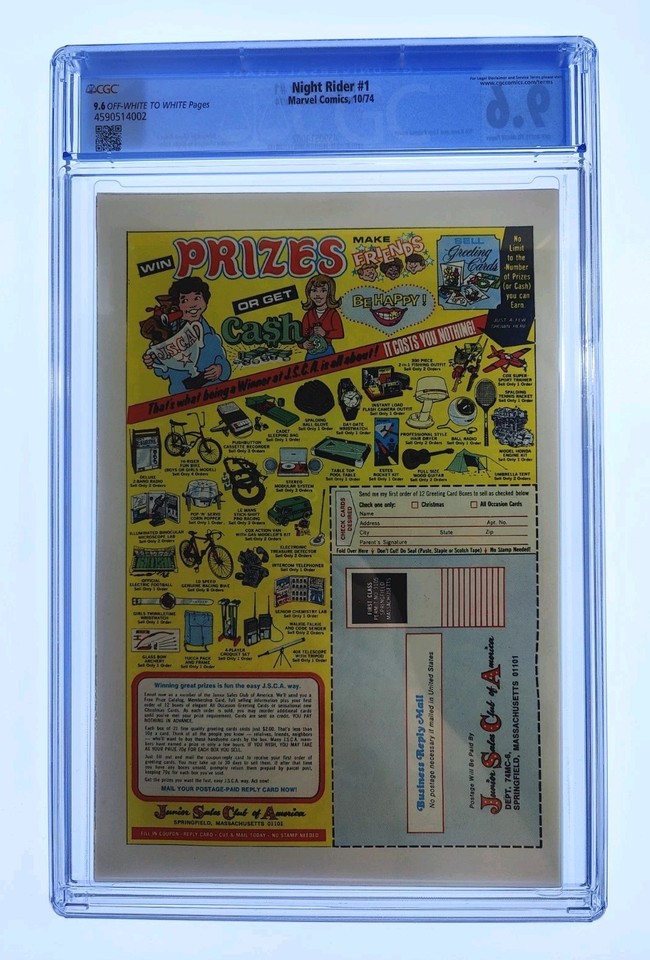 Night Rider 1 CGC 9.6 1974 1st Silver Age Ghost Rider App As “Night ...