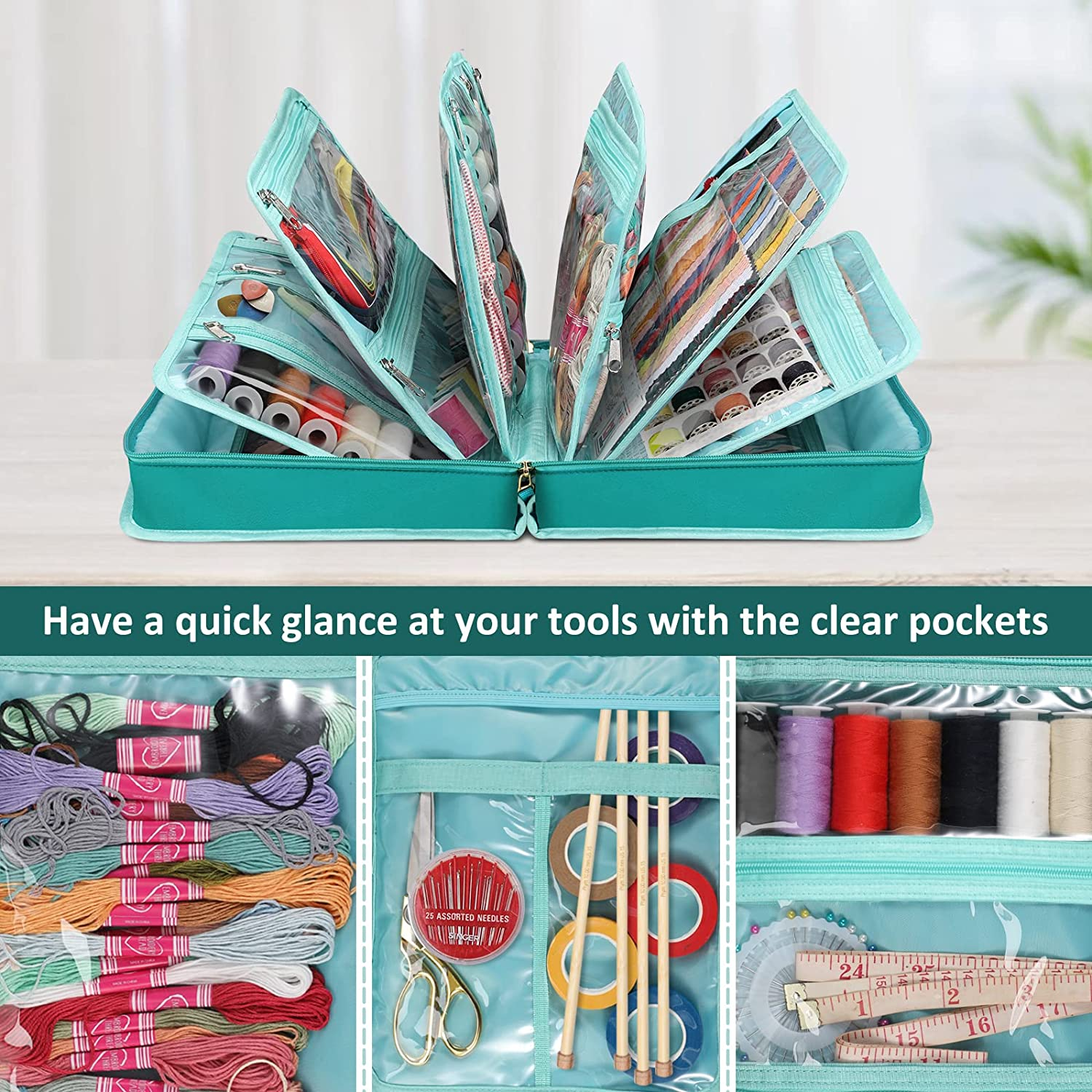 Sewing and Craft Supplies Storage Tote, Large Capacity Travel Packing ...