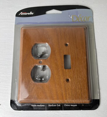Amerelle Contemporary Medium Oak 2 gang Wood Wall Plate Socket | eBay