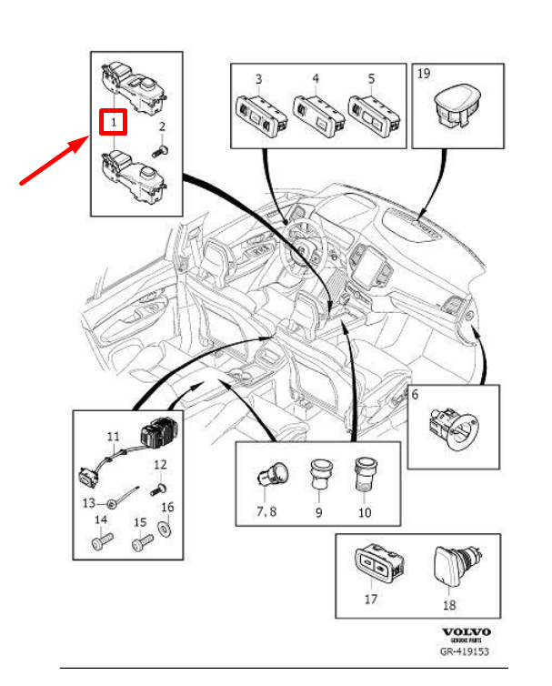 Volvo Xc90 2017 Petrol Engine Start Stop Button Switch 31443829 Kur5840 ...