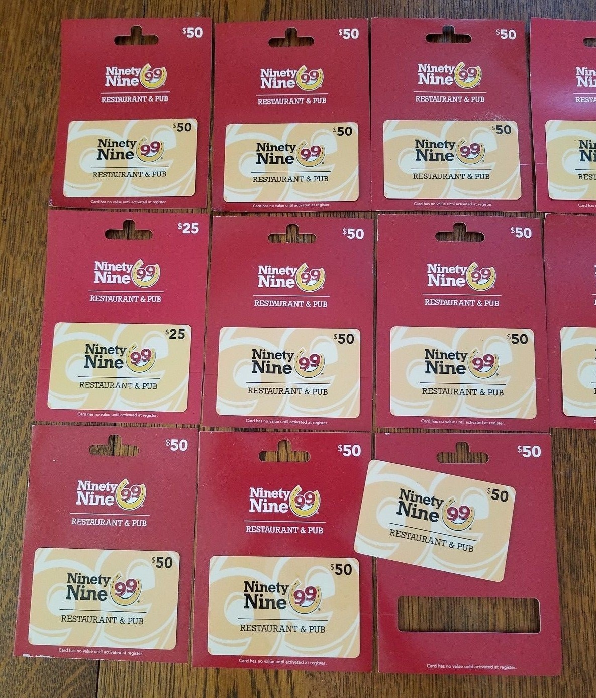 99 Restaurant & Pub UNCHARGED NO VALUE Collectible Gift Cards Lot 15 ...
