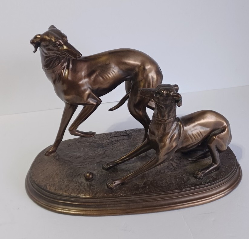 Oliver Tupton Sculpture Whippets Greyhounds Dogs Cold Cast Bronze ...
