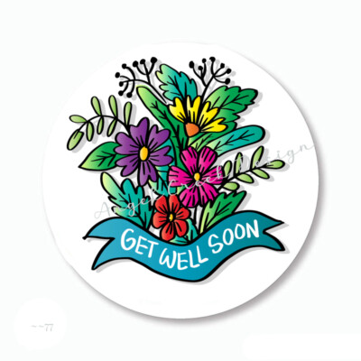 Floral Get Well Soon Scrapbook Stickers Envelope Seals Get Well Soon ...