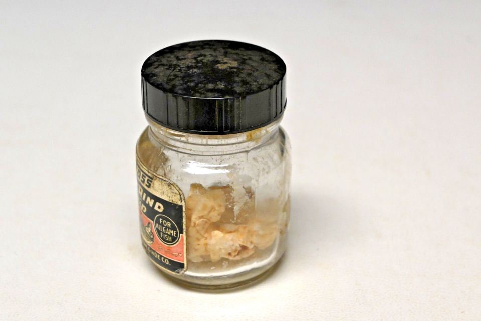Vintage Al Foss Pork Rind Strip Jar with Contents Bass Size | eBay