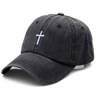 Cross Embroidered Christian Black Baseball Cap, Adjustable Hat, Jesus ...