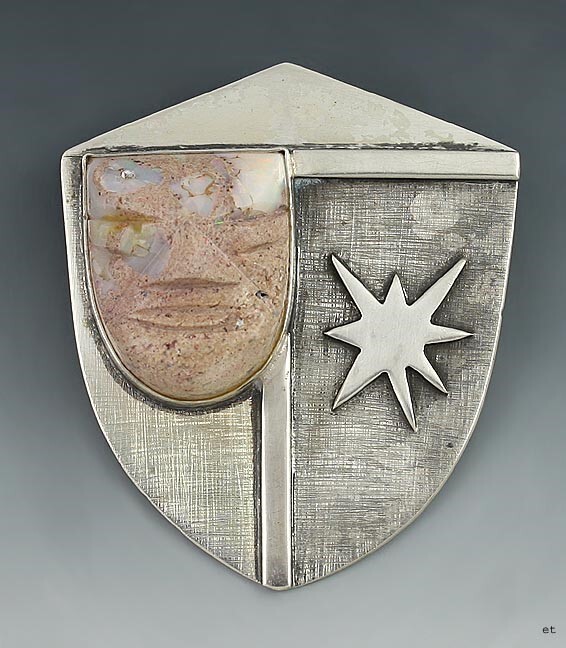 Mexican/American Sterling Silver Opal Artisan Mask Pi… - Gem