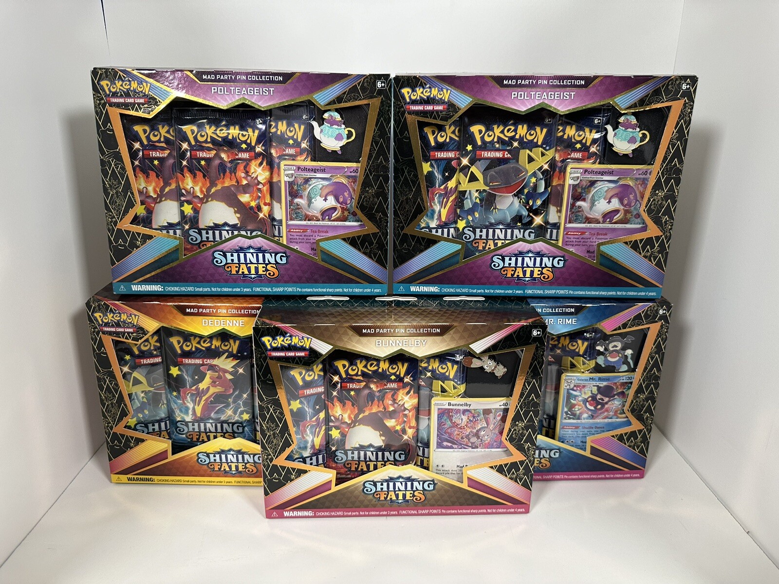 Pokémon Shining Fates Mad Party Pin Collection Boxes 5 BOX LOT | eBay