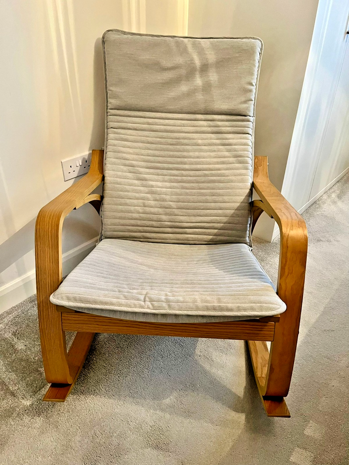 IKEA POÄNG Rocking-Chair Oak Veneer/Knisa light beige in very good ...