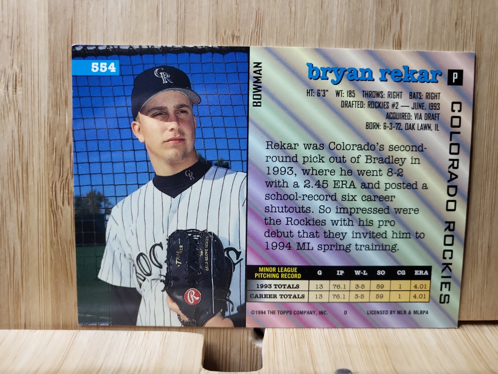 BRYAN REKAR🏆Topps 1994 BOWMAN #554 MLB Baseball Card 🏆 FREE POST | eBay