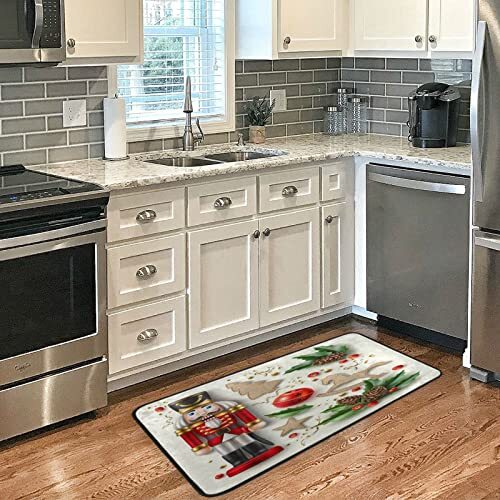 Nutcracker Christmas Kitchen Rugs Bath Mat for Bathroom Absorbent Non ...