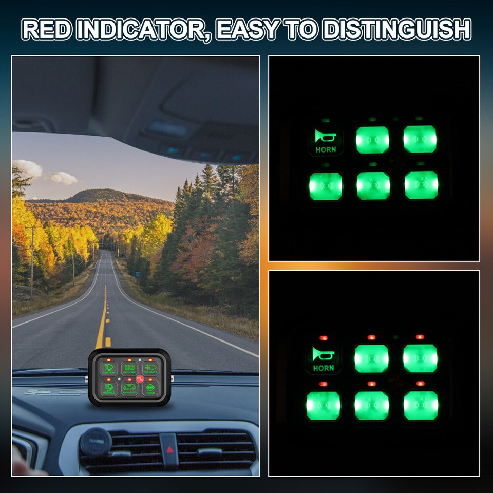 6 Gang Switch Panel Universal Circuit Control Box Button Switch Pod ...