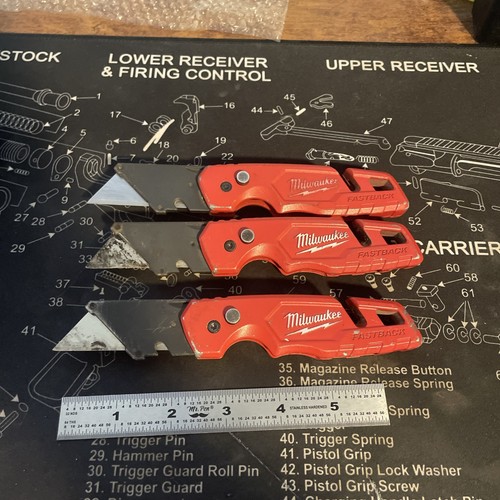 One Milwaukee 48-22-1502 FASTBACK Folding Utility Knife Wire Stripper ...