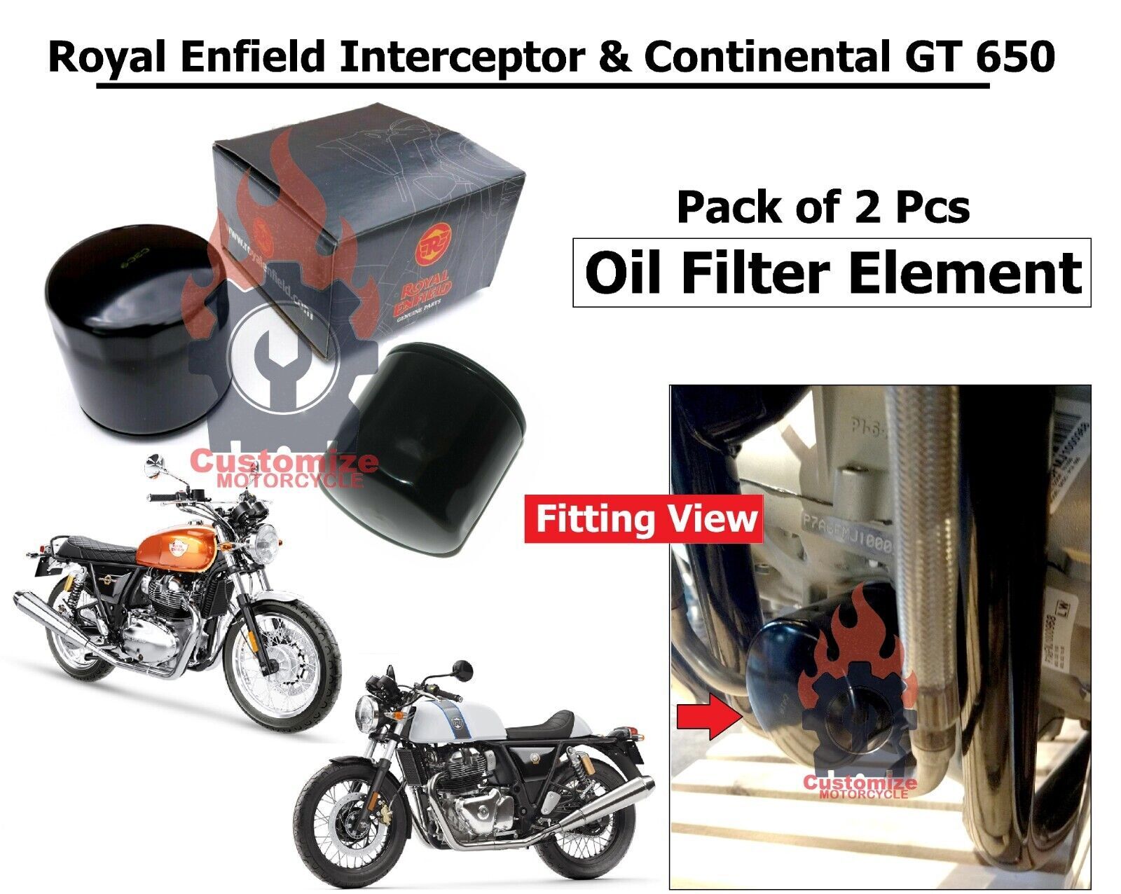 Royal Enfield "Interceptor 650 & Continental GT 650" "Oil Filters" Pack ...