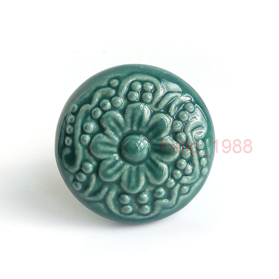 Ceramic Cameo Bas-relief Cabinet Knob Handle Antique Drawer Pull Rural ...