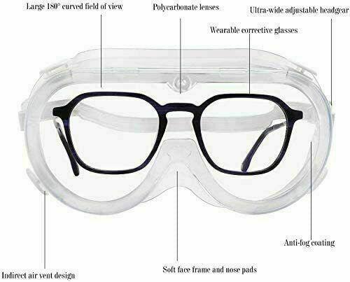 Eyewear Clear Lens Glasses Lab Work Over Eye Protective Safety Goggles ...