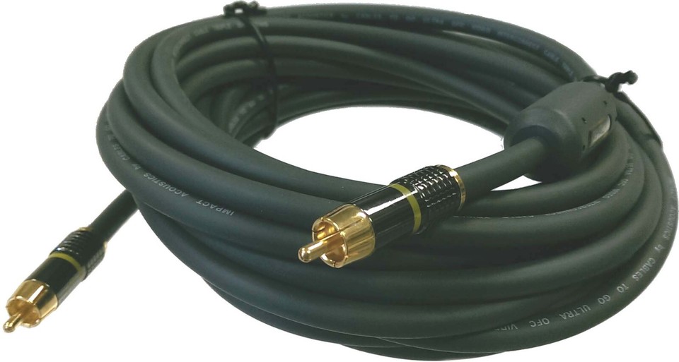 Cable Coax Coaxial RCA 1:1 Audio Composite Video Shielded OFC 25FT C2G ...