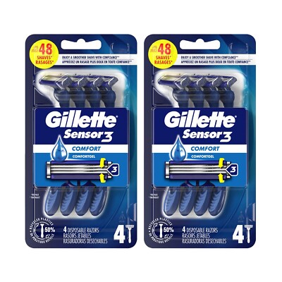 Gillette Sensor 3 Disposable Razors Disposable ComfortGel, 4 CT (2 Pack ...