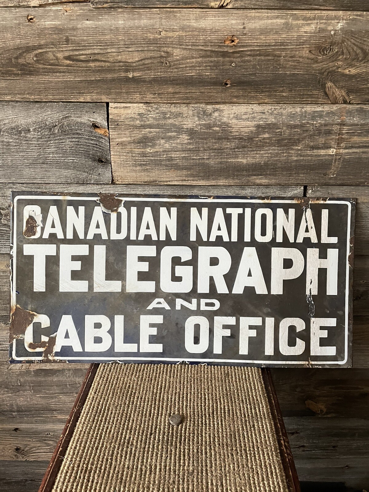 Vintage Porcelain Double Sided Canadian National Telegraph Sign | eBay