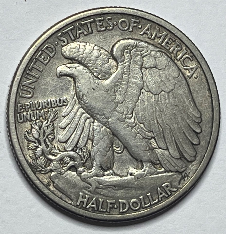 1917-S Reverse Walking Liberty Half Dollar; Circulated Semi-Key Date ...