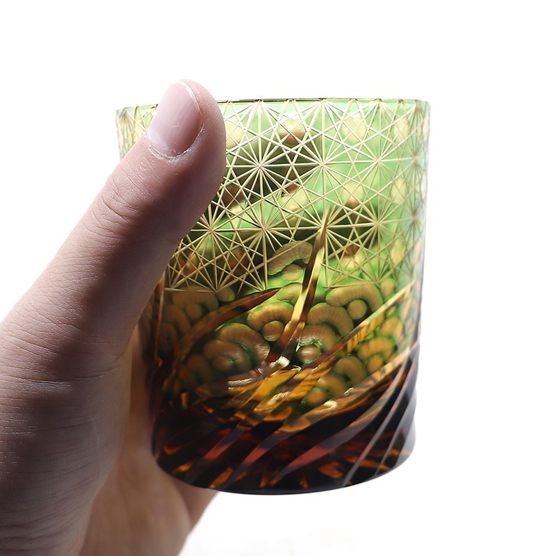 Hand Carved Colored Glass Scotch Green Whisky Glass 250ml Best Gift | eBay