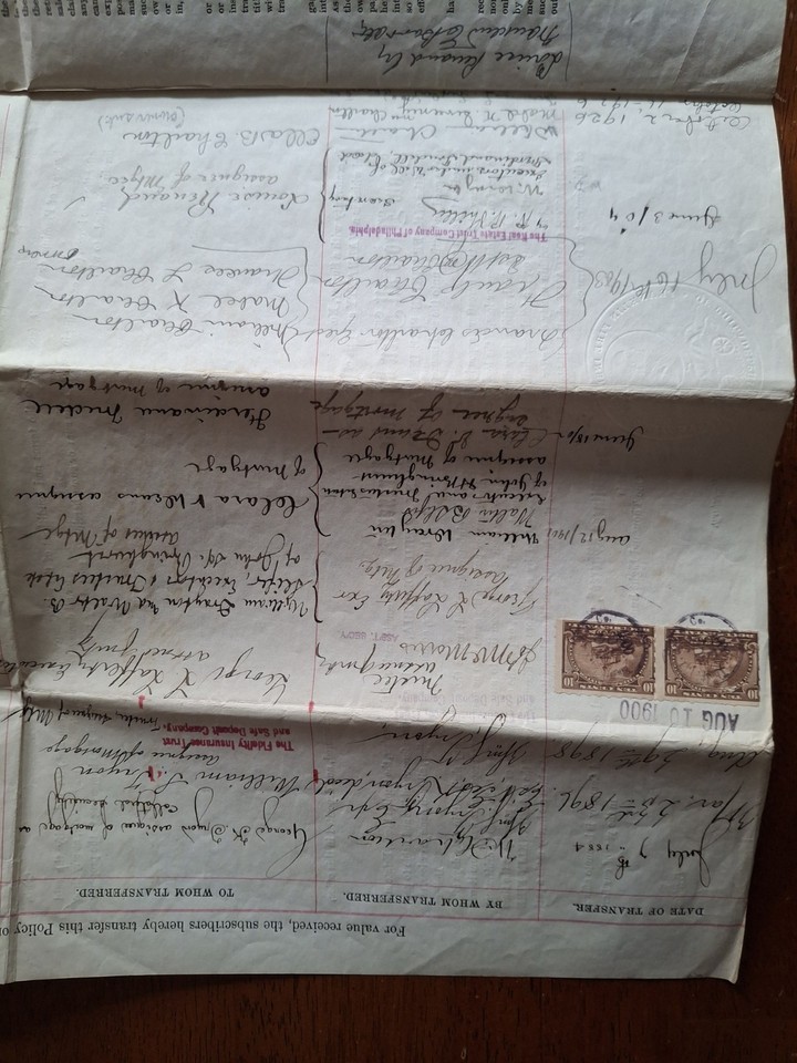 1884 Franklin Fire Insurance Co. of Philadelphia Fire Policy With ...