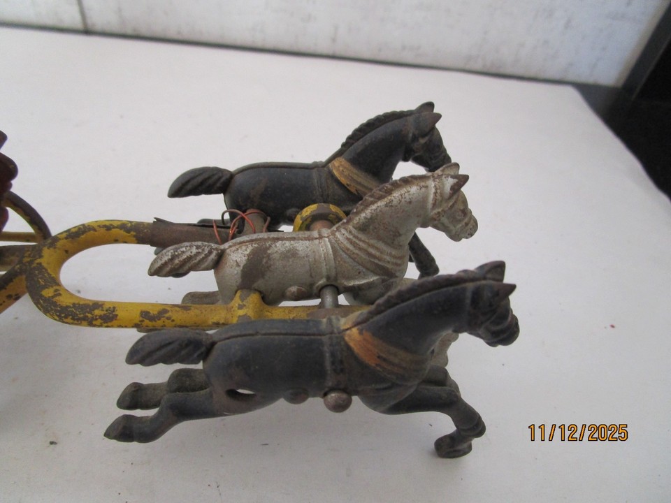 Kenton, Cast Iron Horse Drawn Fire Truck | eBay
