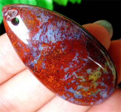 46x24x6mm Natural Tiger Stripes Red Jasper Reiki Teardrop Pendant Bead ...