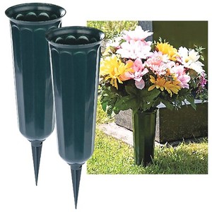 Cemetery Vase Memorial Funeral Supplies Flower Pot Set Of 2 Ground ...