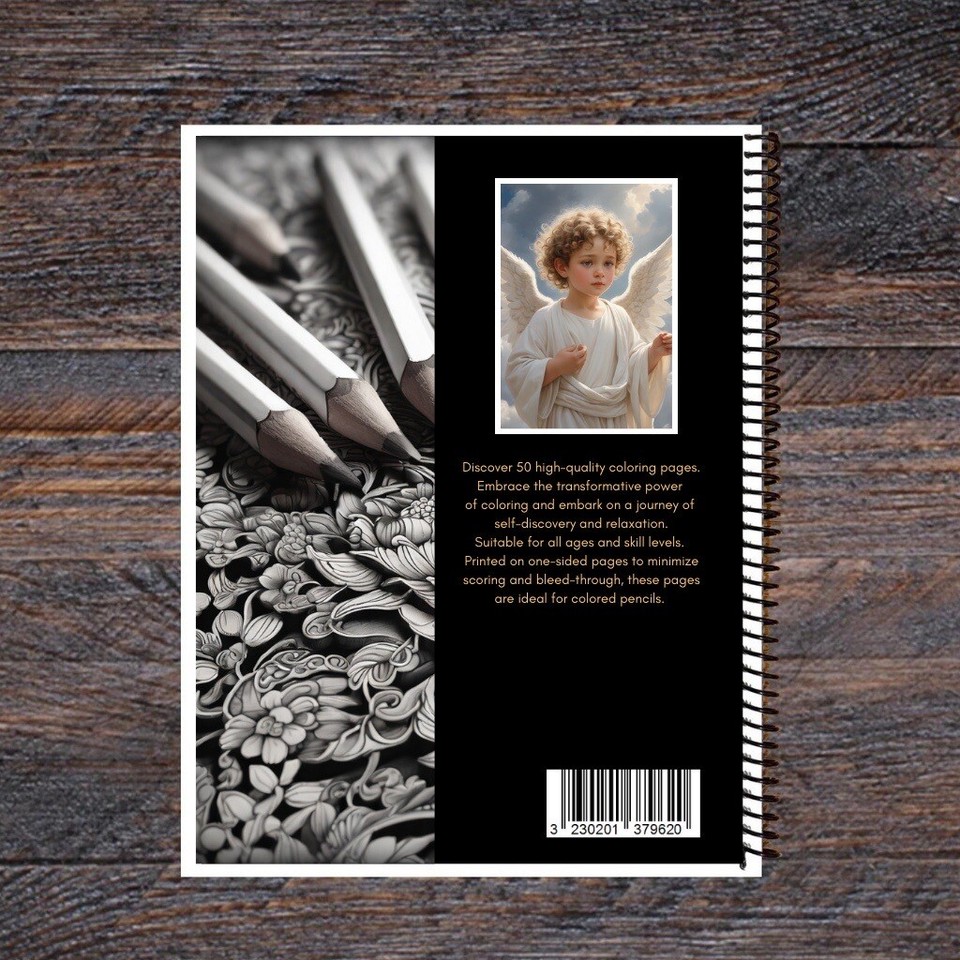 Angels - Spiral Bound Adult Coloring Book - Thick Artist Paper - 50 ...