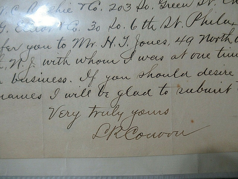 1898 Alte Dokumente, Signiert Von L. R. Conover, Papier Co. Rep ...