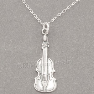 VIOLIN Necklace Musical Instrument Pendant 925 STERLING SILVER 18 ...