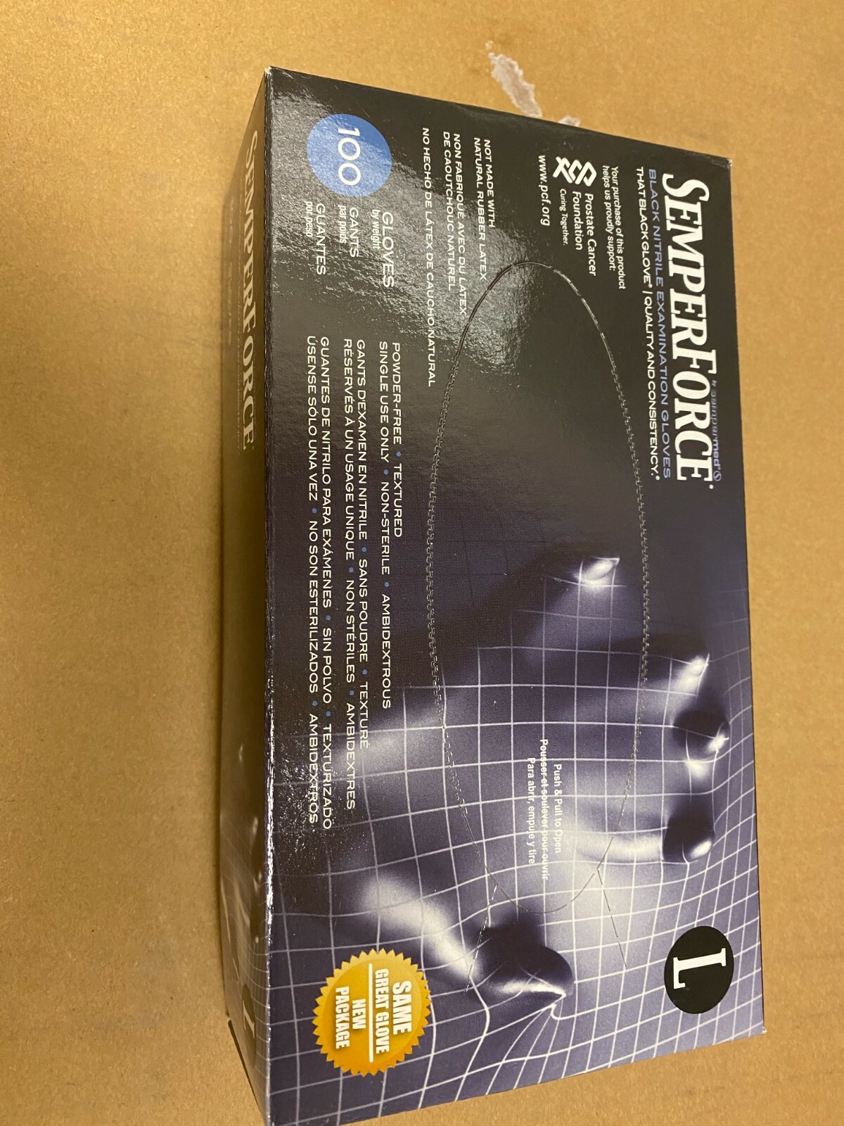 SemperForce BKNF104 Black Nitrile Gloves, Size L ,100 Count, ESD Safe ...