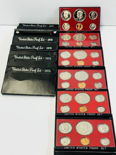 Lot Of 6: 1975/76/77 U.S. Mint 6 Coin Proof Sets In Boxes | eBay