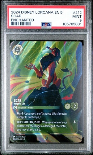 2024 DISNEY LORCANA EN 5 SCAR #212 ENCHANTED PSA 9! LION KING! | eBay