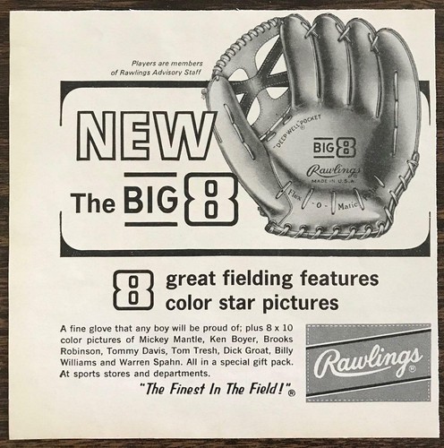 1964 Rawlings Big 8 Baseball Glove PRINT AD | eBay