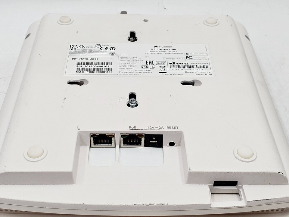 Ruckus R710 Access Point 901-R710-US00/802.11ac Wave 2/4x4:4/Dual Band ...