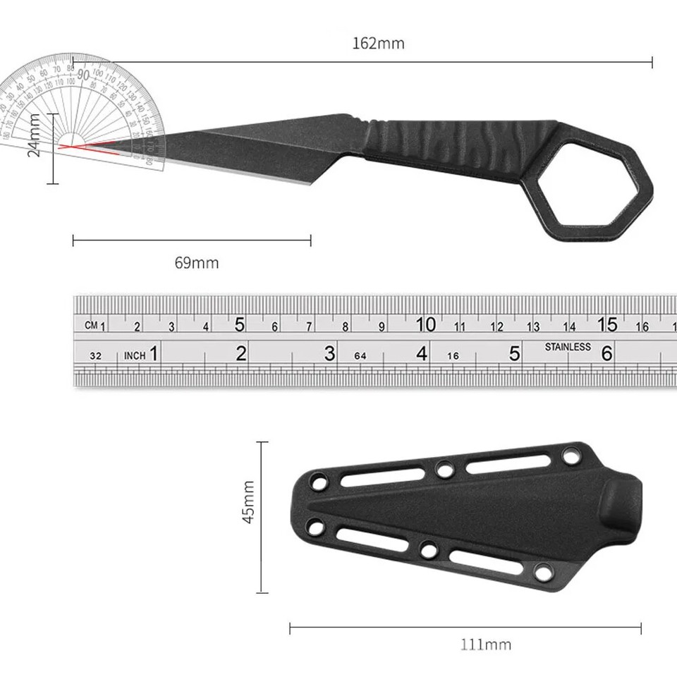 Full Tang Small Tactical Necklace Fixed Blade Knife Hunting Survival ...