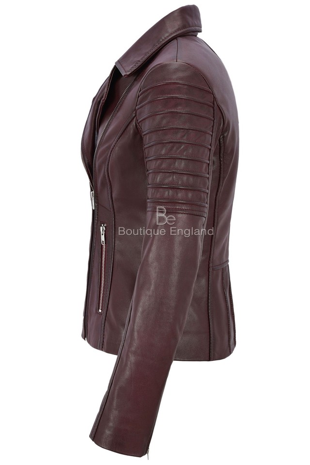 Ladies Fashion Leather Jacket Biker Style 100% Real Leather Jacket 9334 ...